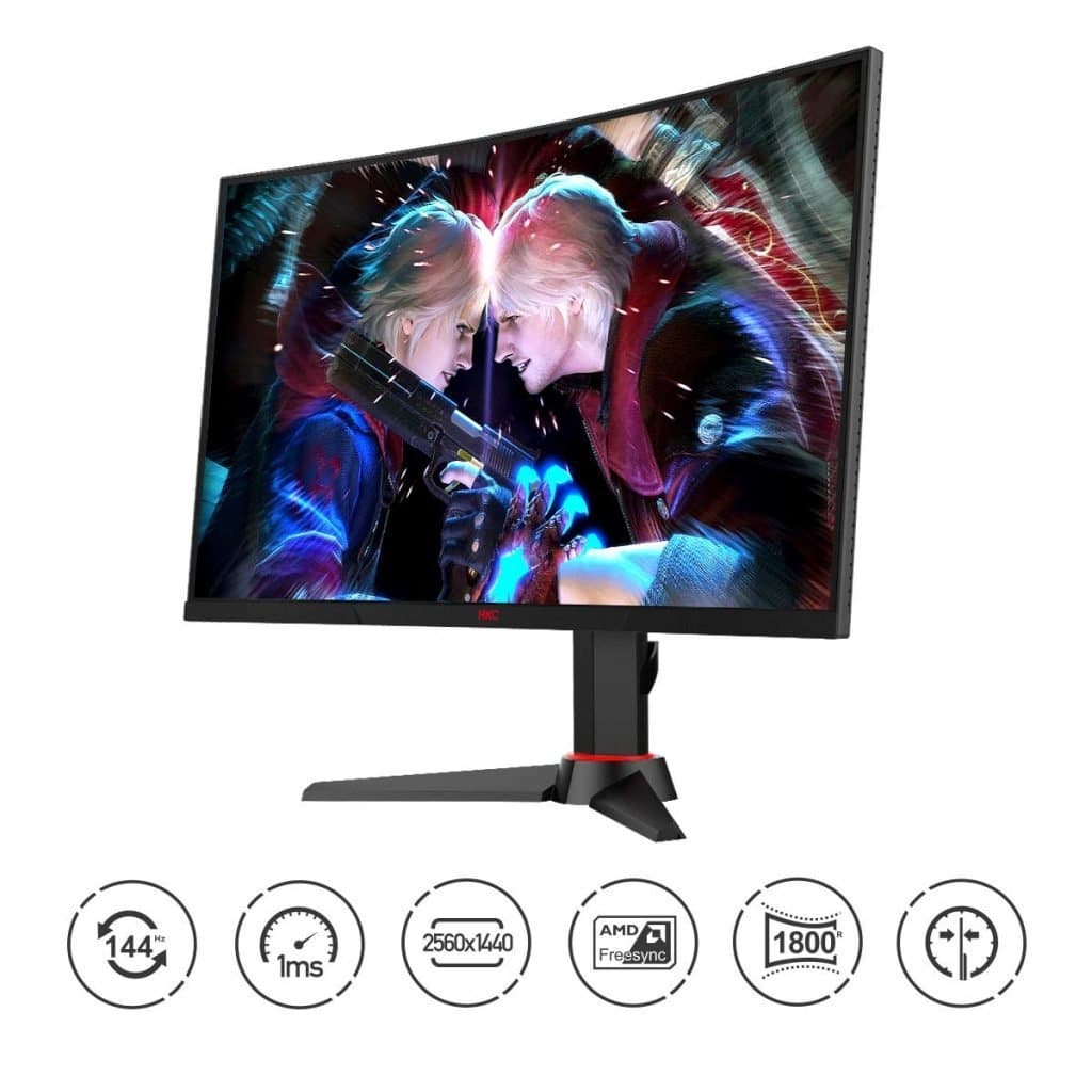 HKC 27'' M27G1Q 2K 2560x1440P 144hz 1ms QHD LED Curved Gaming Monitor ...