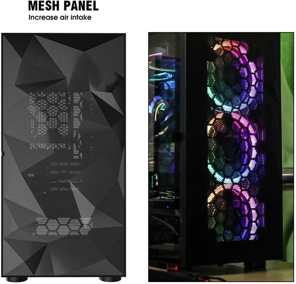 DarkFlash DLM21 Black Mesh Micro ATX Case with Tempered Glass Door ...