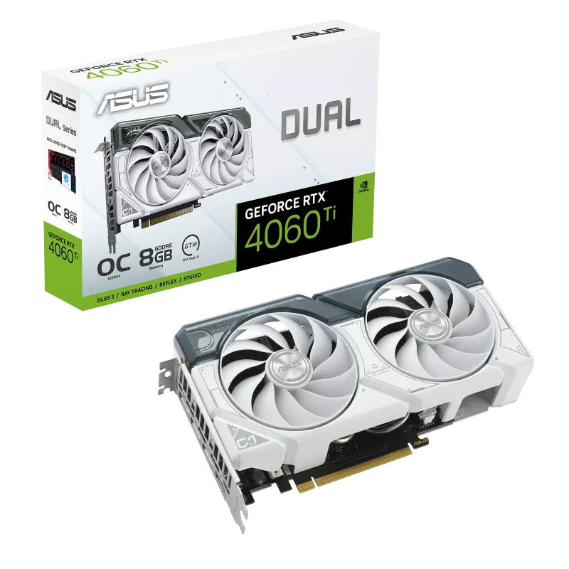 Asus Dual GeForce RTX 4060 Ti White OC Edition 8GB GDDR6 Graphics Card ...