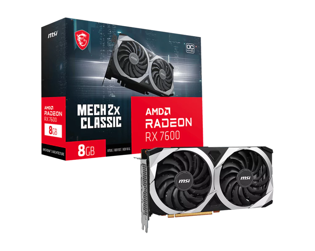 MSI Radeon RX 7600 MECH 2X CLASSIC 8GB OC GDDR6 Graphics Card | Bermor ...