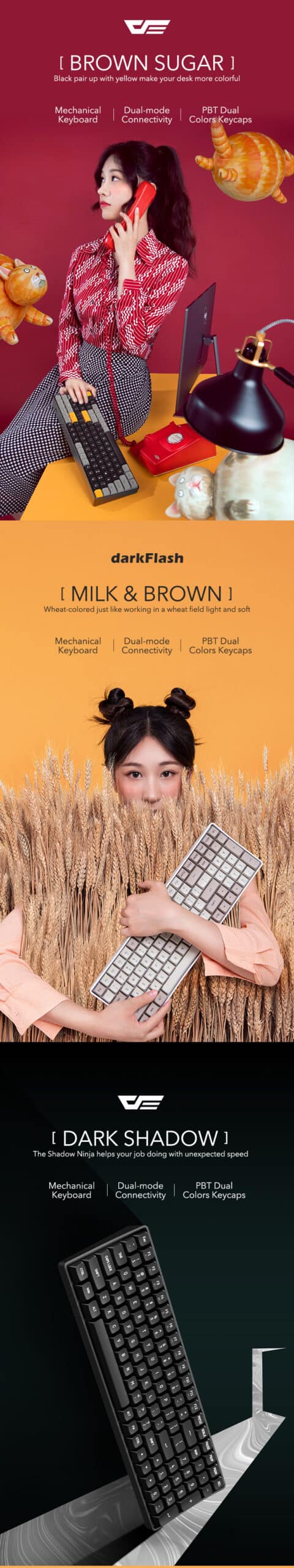 DarkFlash GD100 Mechanical Keyboard Brown Sugar | Starry Blue Yellow ...