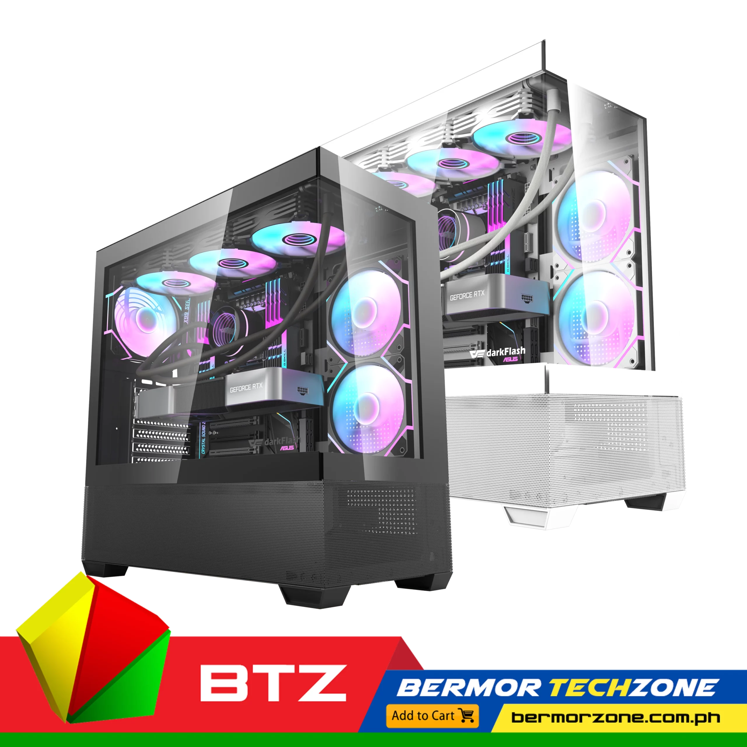 DarkFlash DS900 Air ATX PC Case - Black | White | Bermor Techzone