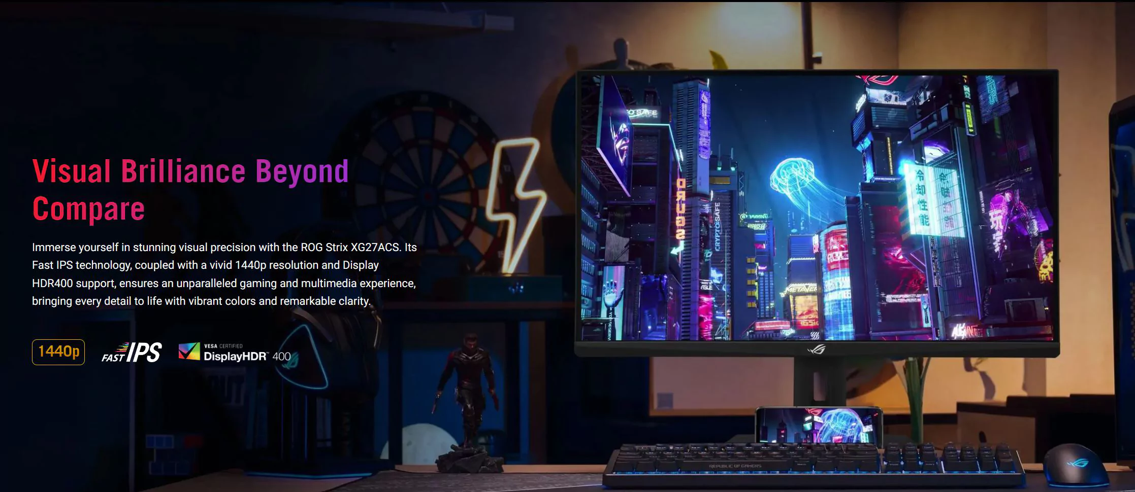 ASUS ROG Strix XG27ACS 27” 2560x1440 180Hz Fast IPS 1ms GTG G-Sync HDR ...