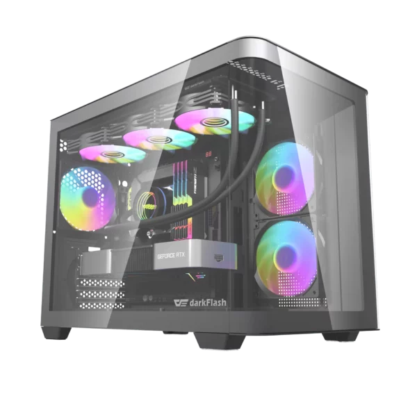 DarkFlash DPW90M M-ATX Tempered Curved Glass Computer Case - Black ...