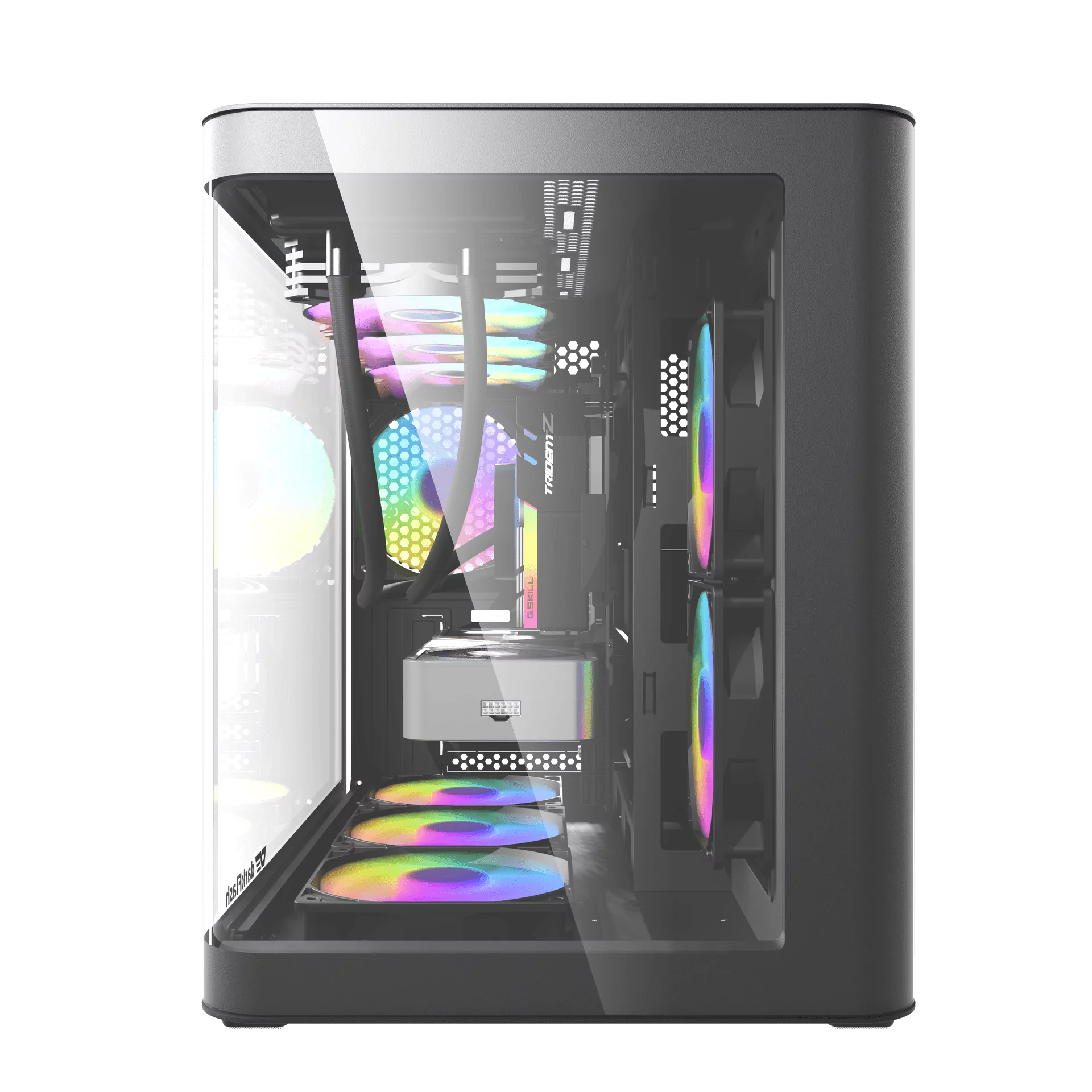 DarkFlash DPW90M M-ATX Tempered Curved Glass Computer Case - Black ...
