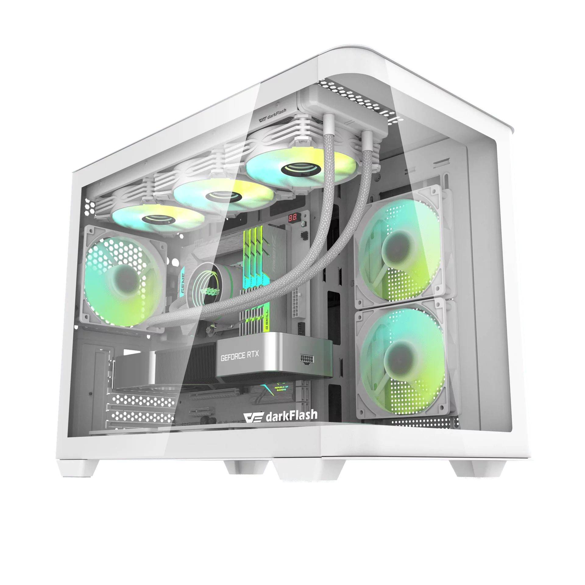 DarkFlash DPW90M M-ATX Tempered Curved Glass Computer Case - Black ...
