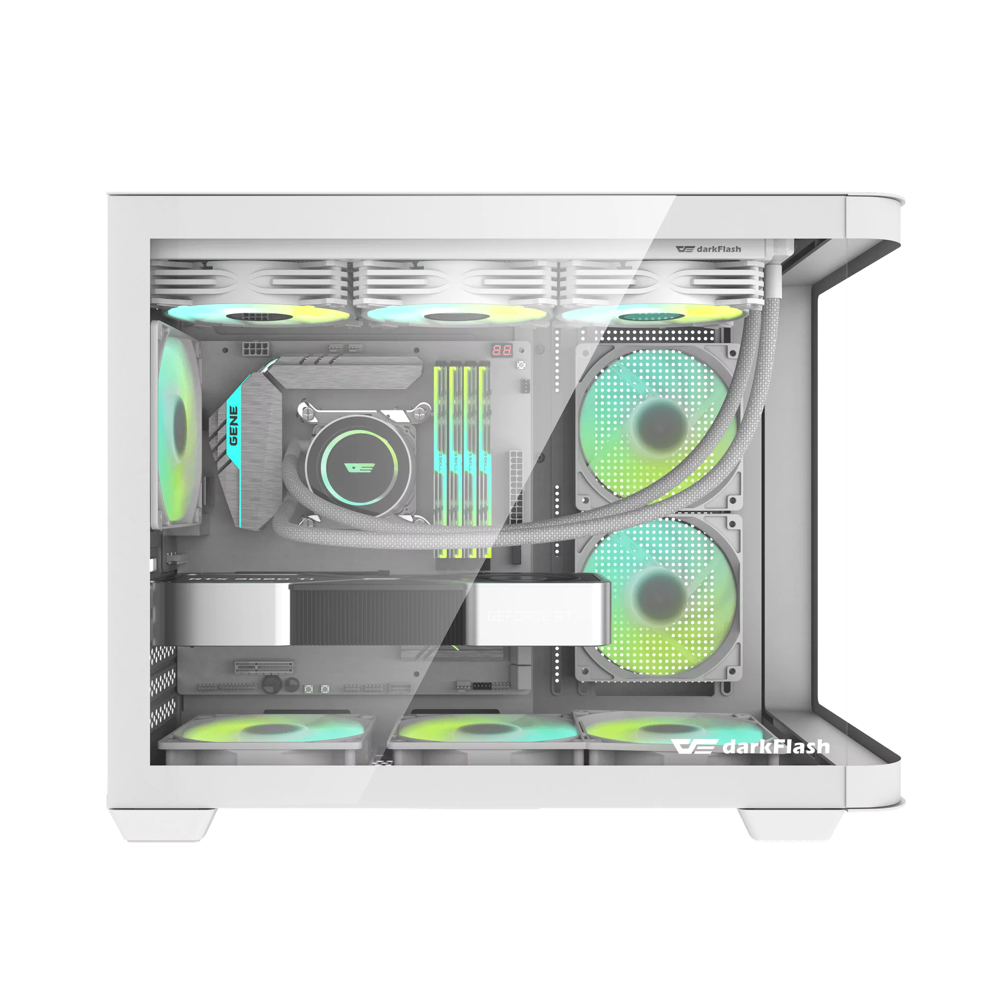 DarkFlash DPW90M M-ATX Tempered Curved Glass Computer Case - Black ...