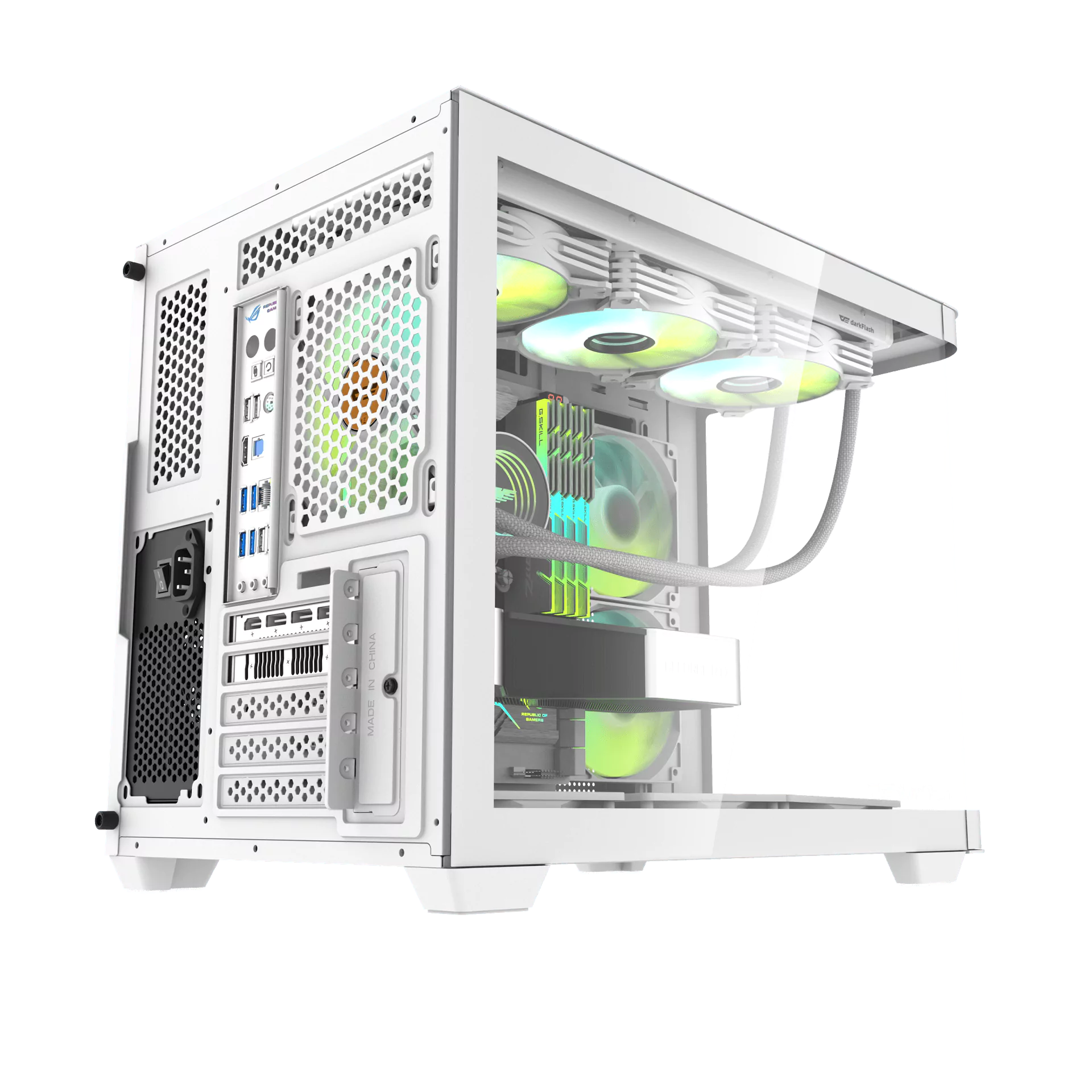 DarkFlash DPW90M M-ATX Tempered Curved Glass Computer Case - Black ...