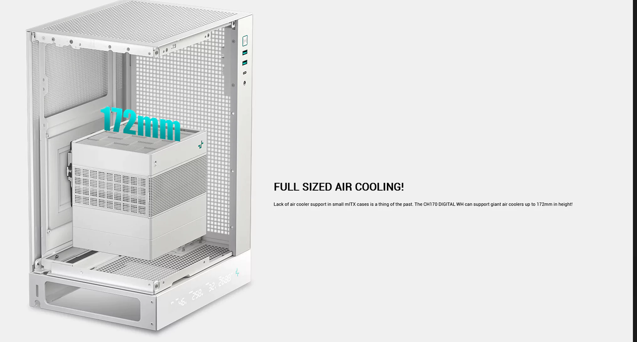 DEEPCOOL CH170 Digital Vertical Mini ITX Computer Case - Black | White ...