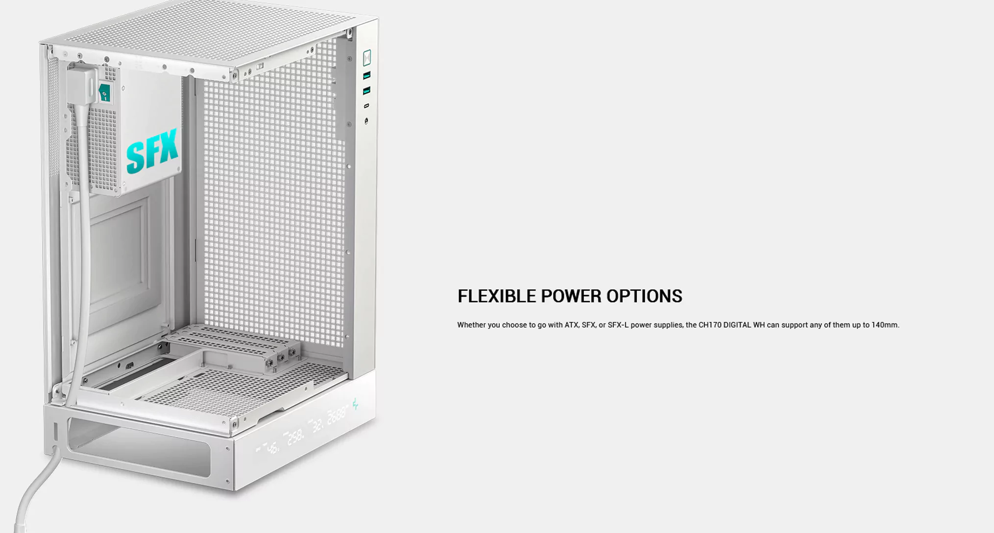 DEEPCOOL CH170 Digital Vertical Mini ITX Computer Case - Black | White ...