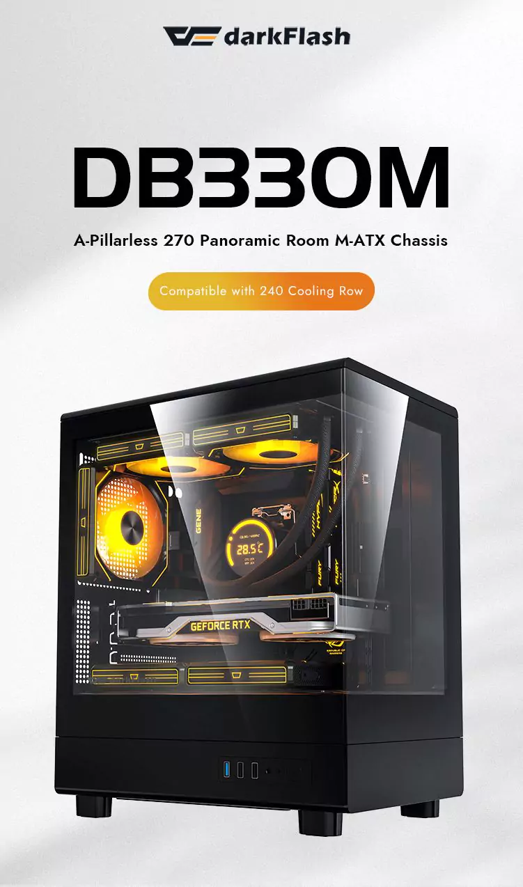 DarkFlash DB330M Tempered Glass Front M-ATX PC Case - Black | White ...