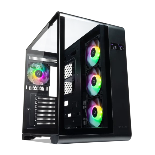 Tecware ARC Curved TG ATX Case with Temperature Display and 4 ARGB Fans ...