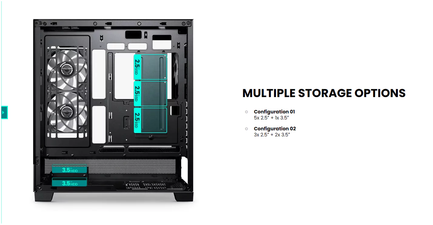 Phanteks XT View Near Seamless Glass Setup E-ATX Chassis with 3 D-RGB ...