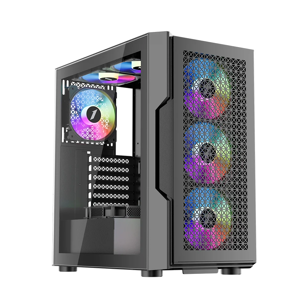 1stPlayer Trilobite T7 Mesh Mid-Tower ATX with Tempered Glass Gaming PC ...