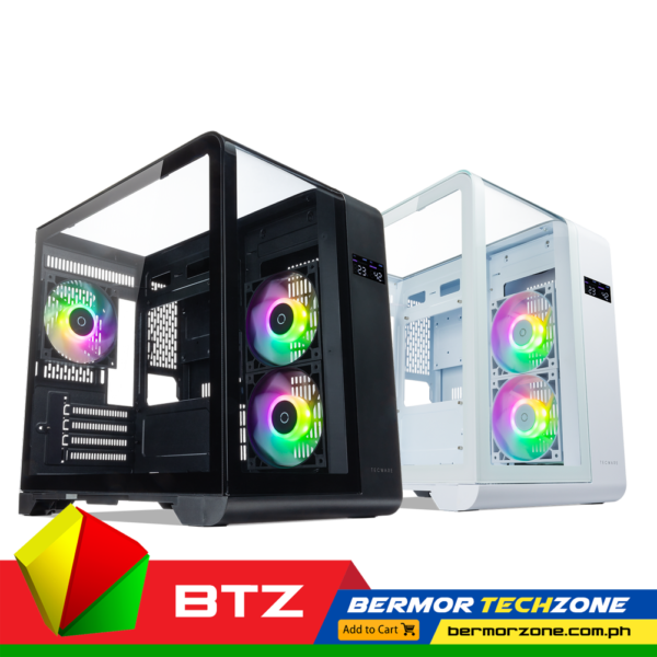 Tecware ARC M Curved TG MATX Case with Temperature Display and 3 ARGB ...