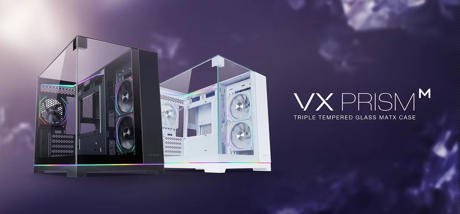 Tecware VX PRISM M Triple Tempered Glass MATX Case with 3 ARGB Fans ...