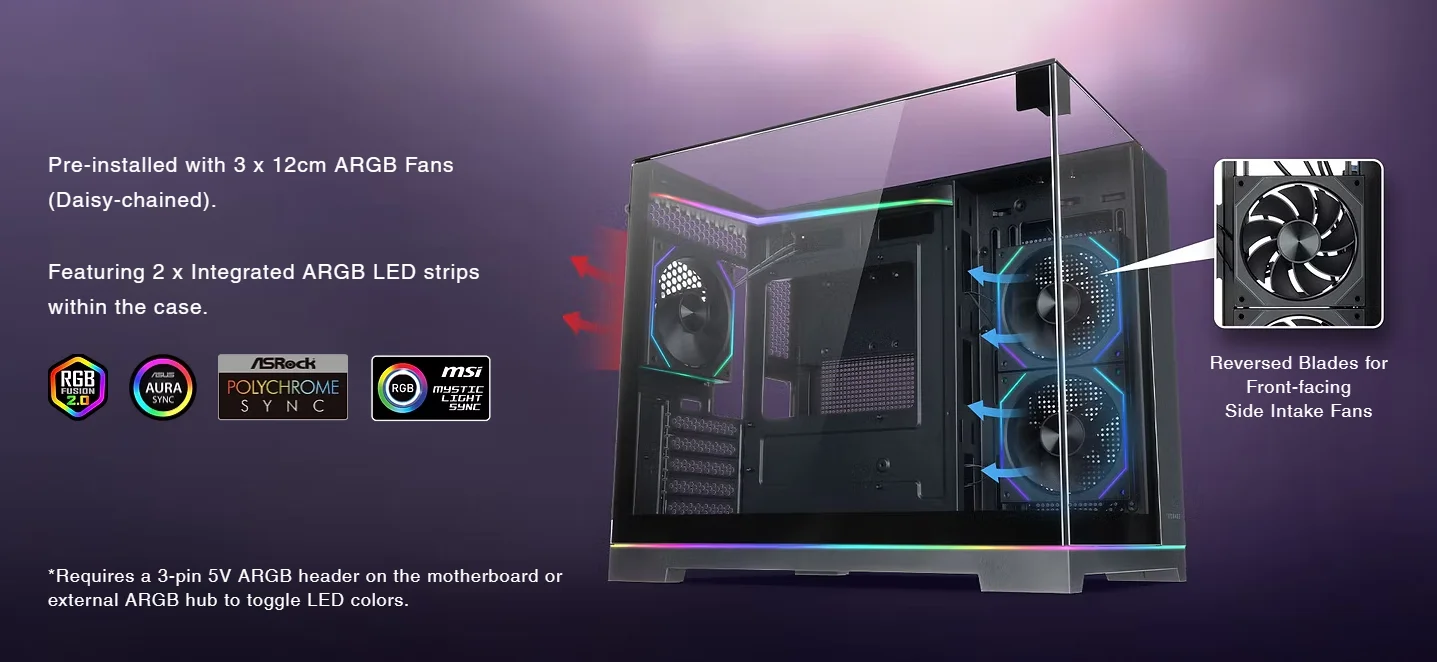 Tecware VX PRISM M Triple Tempered Glass MATX Case with 3 ARGB Fans ...