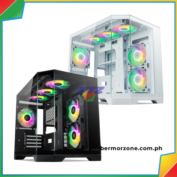 Tecware VX TRINITY M Triple Tempered Glass MATX Case with 6 ARGB Fans ...