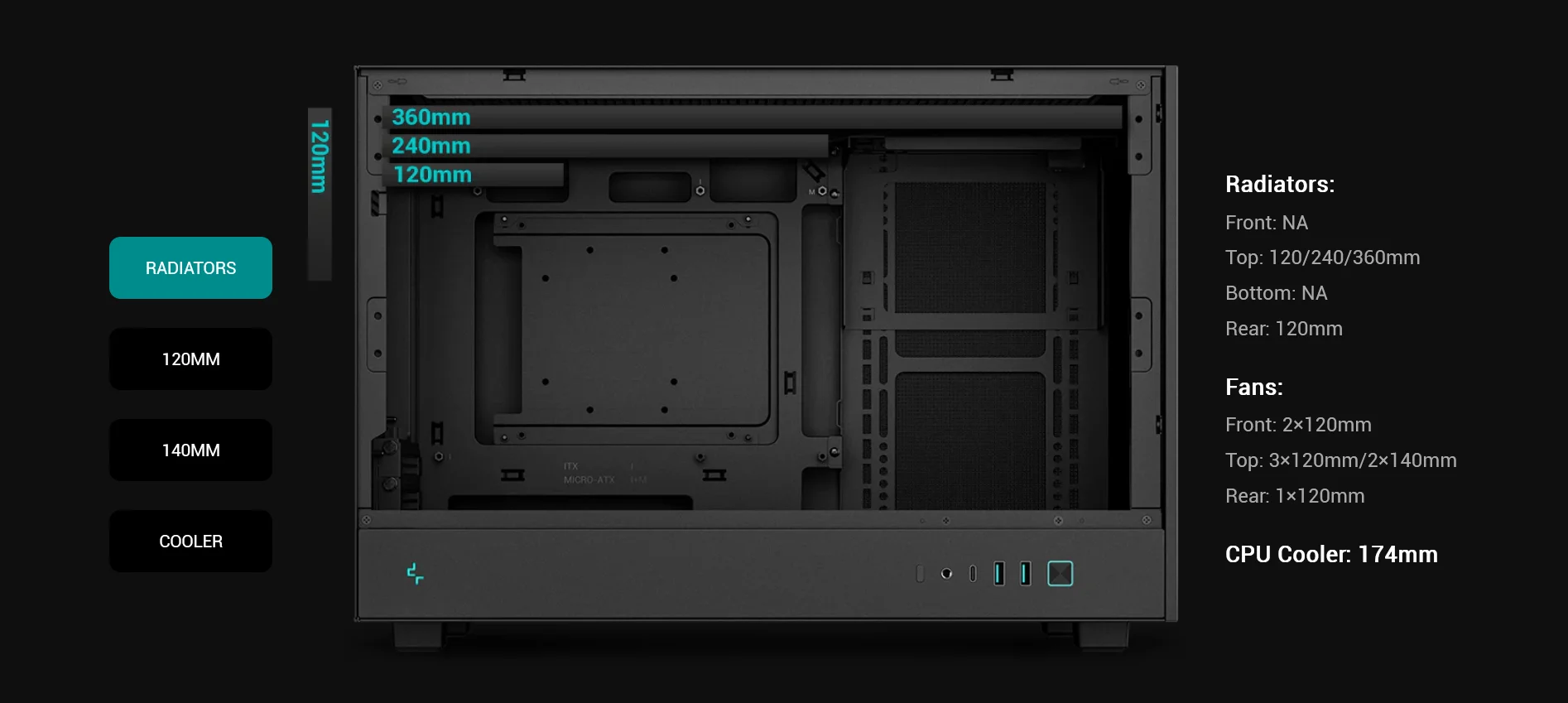 DEEPCOOL CH260 Compact Mid Tower Micro-ATX Computer Case | Bermor Techzone BTZ