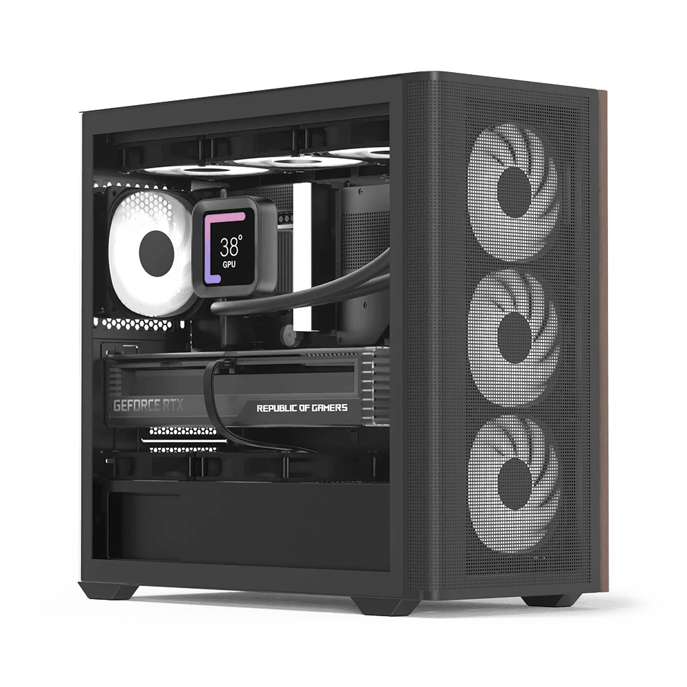 Aerocool DA301 Mini Tower Micro-ATX Wood-Accented Mesh PC Case with 4 ...