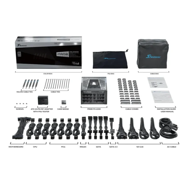 Seasonic Prime PX-2200 2200W 80 Plus Platinum ATX 3.1 PCIe 5.1 Fully ...